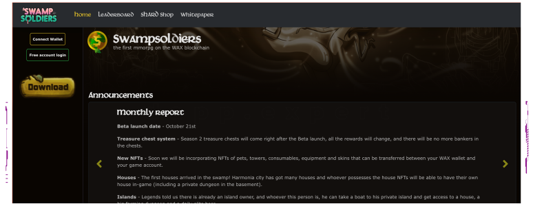 Swamp Soldiers - a gaming platform on WAX | DAPP.EXPERT