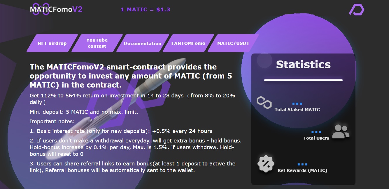 Matic Fomo v2: get rewards at Polygon