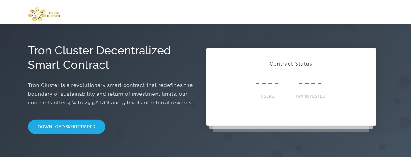 Tron Cluster - smart contract with up to 25.5& yield